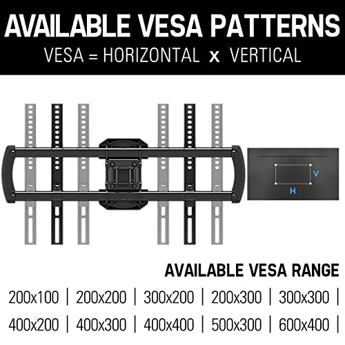 Mounting Dream TV Mount for Most 42-75 inch Flat Screen TVs Up to 100 lbs, Full Motion TV Wall Mount with Swivel Articulating 6 Arms, TV Wall Mounts Fit 12'', 16” Wood Studs, Max VESA 600x400mm