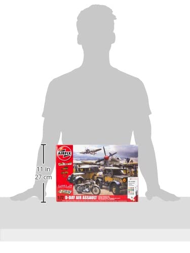 Airfix D-Day Air Assault 1:72 WWII Military Diorama Plastic Model Gift Set A50157A, Multi