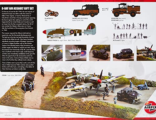 Airfix D-Day Air Assault 1:72 WWII Military Diorama Plastic Model Gift Set A50157A, Multi