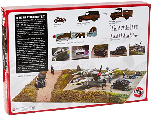 Airfix D-Day Air Assault 1:72 WWII Military Diorama Plastic Model Gift Set A50157A, Multi