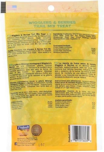 Sunseed Company 5 Pack of Wigglers and Berries, 2.5 Ounces Each, Trail Mix Treat for Hedgehogs