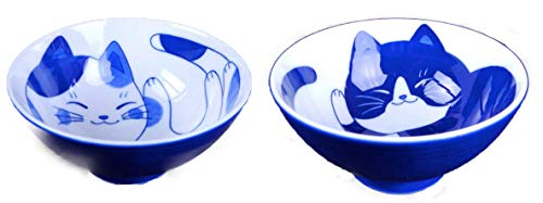 Minorutouki Cat Design"NEKOCHIGURA" Rice Bowl MIKE & HACHIWARE Small Size 2 pattern set φ4.6×H2.4in 6.63oz Made in Japan