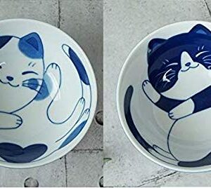 Minorutouki Cat Design"NEKOCHIGURA" Rice Bowl MIKE & HACHIWARE Small Size 2 pattern set φ4.6×H2.4in 6.63oz Made in Japan