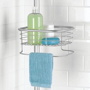 mDesign Metal Bathroom Shower Storage Constant Tension Pole Caddy - Adjustable Height - 4 Positionable Baskets - for Organizing and Containing Hand Soap, Body Wash, Wash Cloths, Razors - Chrome