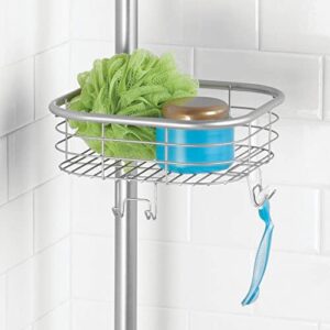 mDesign Metal Bathroom Shower Storage Constant Tension Pole Caddy - Adjustable Height - 4 Positionable Baskets - for Organizing and Containing Hand Soap, Body Wash, Wash Cloths, Razors - Chrome