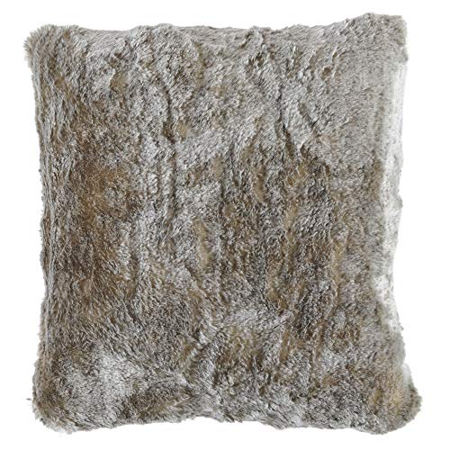 Signature Design by Ashley Raegan Faux Fur Throw Pillow 20 x 20 Inches, Light Brown & Gray