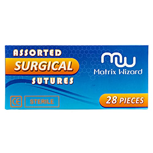 Mixed Sutures Thread with Needle (28 PK Dissolvable and Non-Dissolvable: 0, 2-0, 3-0, 4-0, 5-0, 6-0, 7-0) - First Aid Field Camping Emergency Practice; Medical and Nursing Surgical Training Suture Kit