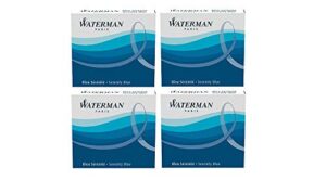 waterman short international ink cartridges serenity blue (florida blue) - 4 x box of 6