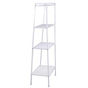 Goujxcy 4 Tier Bookshelf,Wall Bookshelves Leaning Ladder Bookshelf Metal Book Rack Narrow Shelving Unit Entryway Cabinet Organizer Display Home Furniture