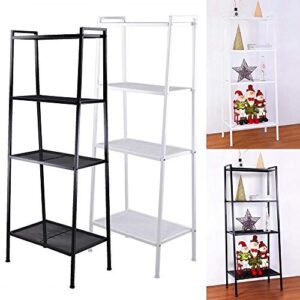 Goujxcy 4 Tier Bookshelf,Wall Bookshelves Leaning Ladder Bookshelf Metal Book Rack Narrow Shelving Unit Entryway Cabinet Organizer Display Home Furniture