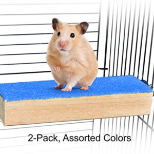 2 Pack - Bird Cage Perch Stand - Beak and Foot Grinding Platform - All Natural Materials - Parakeets, Cockatiels, Canaries, Finches, Conures, Lories, and Budgies - Hamsters and Gerbils (Wood Perch)