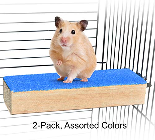 2 Pack - Bird Cage Perch Stand - Beak and Foot Grinding Platform - All Natural Materials - Parakeets, Cockatiels, Canaries, Finches, Conures, Lories, and Budgies - Hamsters and Gerbils (Wood Perch)