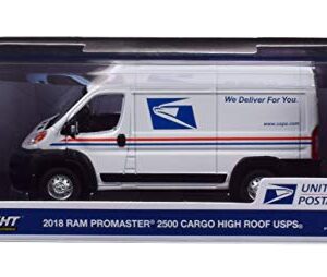 Greenlight 86154 1: 43 2018 Ram Promaster 2500 Cargo High Roof - United States Postal Service (USPS) - New Tooling, Multi