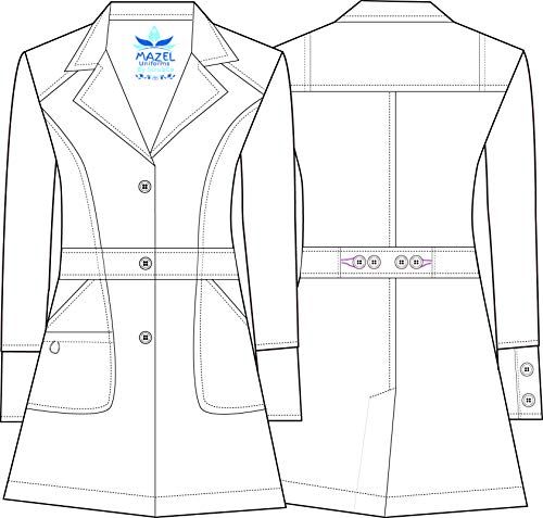 MAZEL UNIFORMS Women's 32 INCH Tailored LAB Coat, White, Small