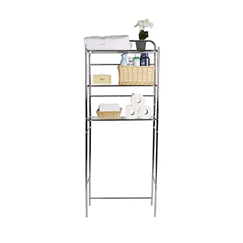 Mind Reader Alloy Collection, 3-Tier Over The Toilet Space Saver Rack, Metal, 23.5" L x 10.25" W x 70.5" H, Silver