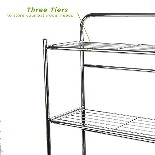 Mind Reader Alloy Collection, 3-Tier Over The Toilet Space Saver Rack, Metal, 23.5" L x 10.25" W x 70.5" H, Silver