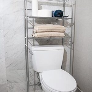 Mind Reader Alloy Collection, 3-Tier Over The Toilet Space Saver Rack, Metal, 23.5" L x 10.25" W x 70.5" H, Silver