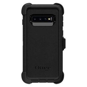 OtterBox Galaxy S10 Defender Series Case - BLACK, rugged & durable, with port protection, includes holster clip kickstand