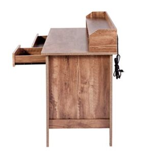 OneSpace Eleanor Executive Desk Classic Oak, 53”x58”x7”.