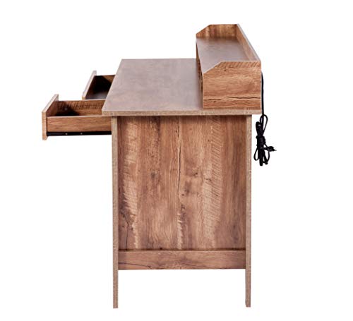 OneSpace Eleanor Executive Desk Classic Oak, 53”x58”x7”.