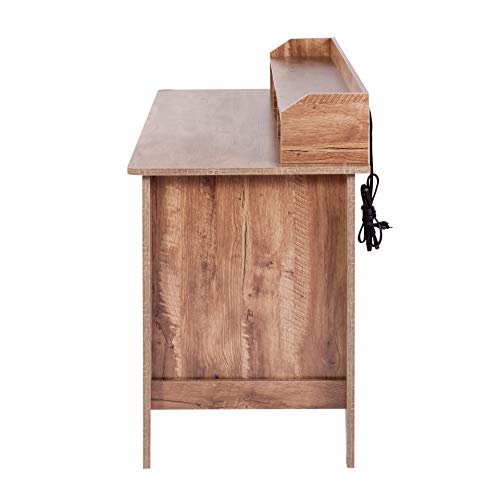 OneSpace Eleanor Executive Desk Classic Oak, 53”x58”x7”.