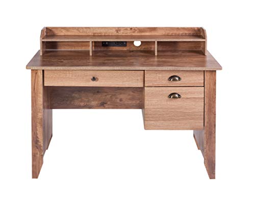 OneSpace Eleanor Executive Desk Classic Oak, 53”x58”x7”.