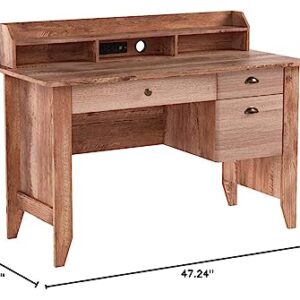 OneSpace Eleanor Executive Desk Classic Oak, 53”x58”x7”.