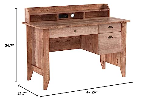 OneSpace Eleanor Executive Desk Classic Oak, 53”x58”x7”.