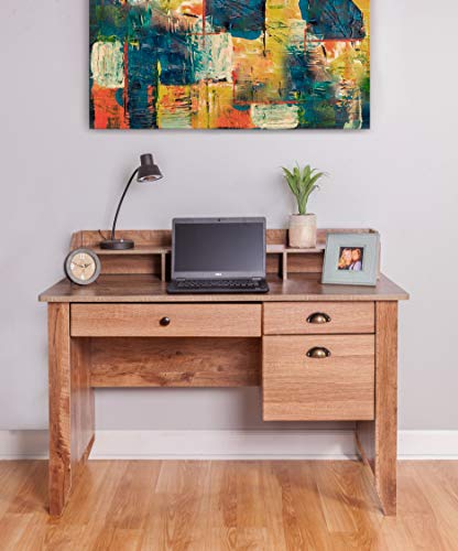 OneSpace Eleanor Executive Desk Classic Oak, 53”x58”x7”.