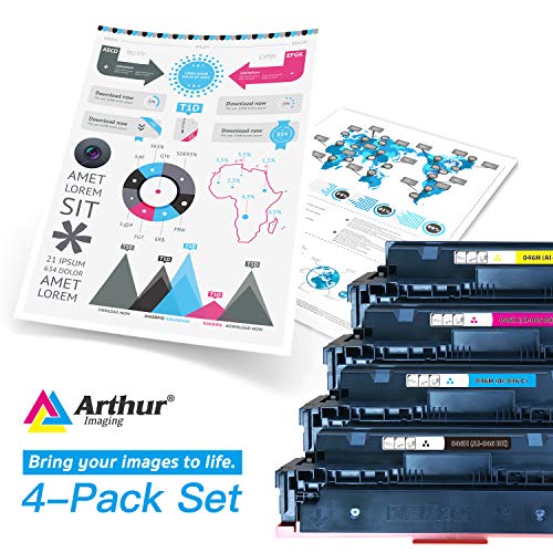 Arthur Imaging Compatible Toner Cartridge Replacement for Canon 046 046H for Color ImageCLASS MF735Cdw LBP654Cdw MF731Cdw MF733Cdw Laser Printer (Black Cyan Magenta Yellow, 4-pk)