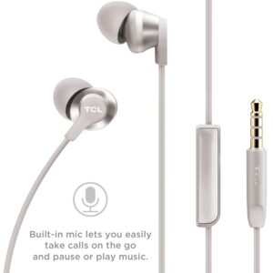 TCL Elit100 in-Ear Earbuds Hi-Res Wired Noise Isolating Headphones with Built-in Mic – Cement Gray