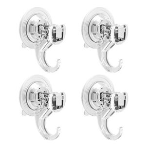 quntis suction cup hooks 4 packs, clear wreath hanger heavy duty window suction cups with hooks waterproof vacuum shower suction cup hooks for bathroom, towel, shower wall, tile, glass, door, camper