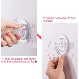 Quntis Suction Cup Hooks 4 Packs, Clear Wreath Hanger Heavy Duty Window Suction Cups with Hooks Waterproof Vacuum Shower Suction Cup Hooks for Bathroom, Towel, Shower Wall, Tile, Glass, Door, Camper