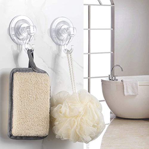 Quntis Suction Cup Hooks 4 Packs, Clear Wreath Hanger Heavy Duty Window Suction Cups with Hooks Waterproof Vacuum Shower Suction Cup Hooks for Bathroom, Towel, Shower Wall, Tile, Glass, Door, Camper