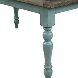 Roundhill Furniture Prato Two-Tone Wood Upholstered Dining Bench, Blue