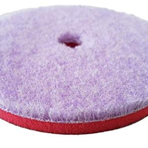 Sonax Hybrid Wool Pad 143mm / 5.5in (493800), Dual Action (DA) Cutting Pad, Fits 5 in Backing Plate, Synthetic Wool Fibers Placed on a Cutting Red Foam Pad