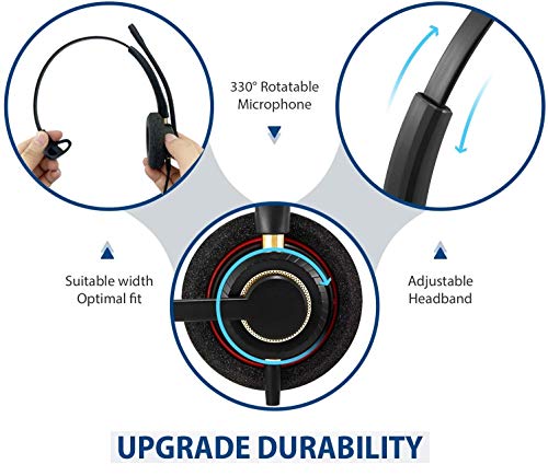 Phone Headset with Microphone Noise Cancelling, 2.5mm Telephone Headset for Cordless Phones Panasonic AT&T Vtech Uniden Cisco SPA Grandstream Polycom Clarity XLC3.4 Office IP