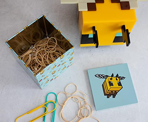 MINECRAFT Bee Pattern 4-Inch Tin Storage Box Cube Organizer with Lid | Basket Container, Cubby Cube Closet Organizer, Home Decor Playroom Accessories | Video Game Toys, Gifts and Collectibles