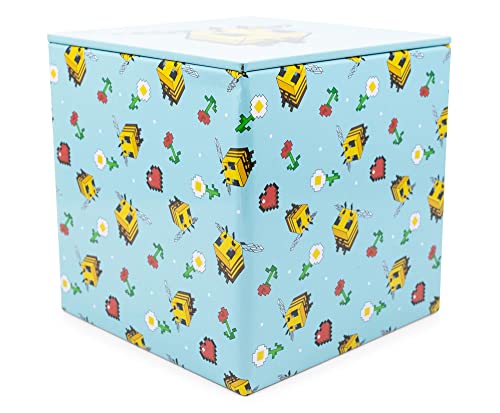 MINECRAFT Bee Pattern 4-Inch Tin Storage Box Cube Organizer with Lid | Basket Container, Cubby Cube Closet Organizer, Home Decor Playroom Accessories | Video Game Toys, Gifts and Collectibles