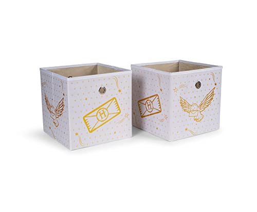 Harry Potter Hedwig 11-Inch Storage Bin Cube Organizers, Set of 2 | Fabric Basket Container, Cubby Cube Closet Organizer | Wizarding World Gifts And Collectibles