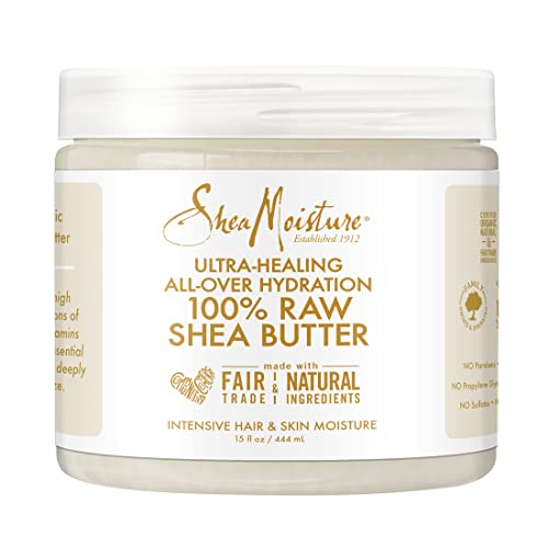 SheaMoisture Body Lotion For Dry Skin 100% Raw Shea Butter Intensive Hair And Skin Moisture Sulfate-Free Skin Care 15oz (Packaging may vary)