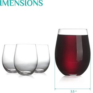 Modvera 20oz Red & White Stemless Wine Glass, Wine Glasses Set of 6, Drink Glasses with Durable Chip Resistant Rim, Large Wine Glass for Enhanced Aeration, Wine Accessories for Parties