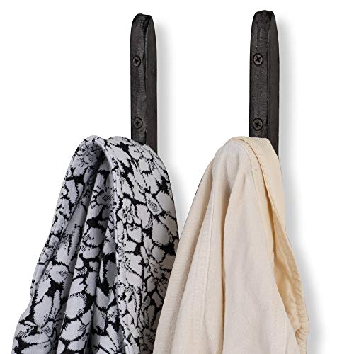 Rustic State Puntal Wall Mount Cast Iron Hooks Coat Towel Bag Hat Hanger Multiuse Entryway Railroad Spike Rack Black Set of 2