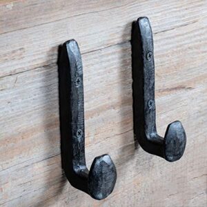 Rustic State Puntal Wall Mount Cast Iron Hooks Coat Towel Bag Hat Hanger Multiuse Entryway Railroad Spike Rack Black Set of 2