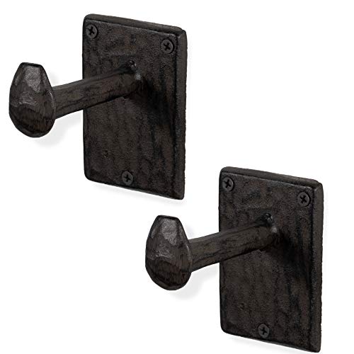 Rustic State Billow Wall Mount Cast Iron Hooks Coat Towel Bag Hat Hanger Multiuse Entryway Railroad Spike Rack Black Set of 2