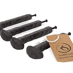 Rustic State Ray Screw in Wall Mount Cast Iron Hooks Coat Towel Bag Hat Hanger Multiuse Entryway Railroad Spike Rack Black Set of 4