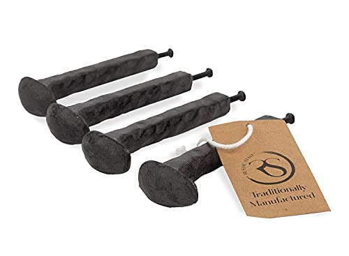 Rustic State Ray Screw in Wall Mount Cast Iron Hooks Coat Towel Bag Hat Hanger Multiuse Entryway Railroad Spike Rack Black Set of 4