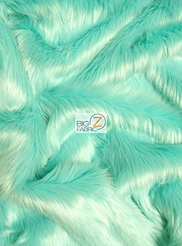 Faux Fake Fur Solid Shaggy Long Pile Fabric Sold by The Yard DIY Coats Costumes Scarfs Rugs Accessories Fashion (Aqua)