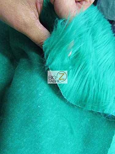 Faux Fake Fur Solid Shaggy Long Pile Fabric Sold by The Yard DIY Coats Costumes Scarfs Rugs Accessories Fashion (Aqua)