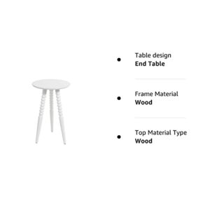 Silverwood Side Table, 14 x 14 x 23 in (D x W x H), Pure White